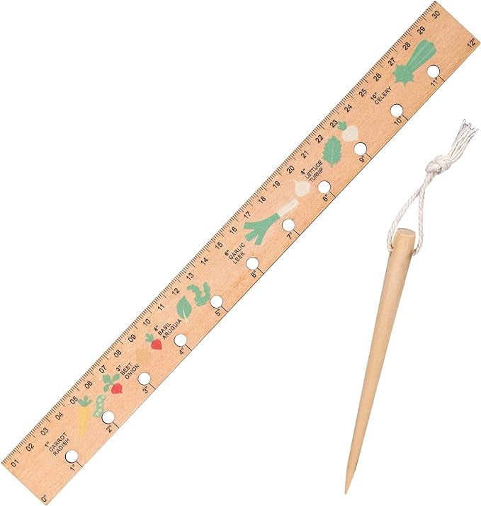 2pcs Wooden Planting Ruler and Seeder Set, Seed Spacing Ruler Seed ...