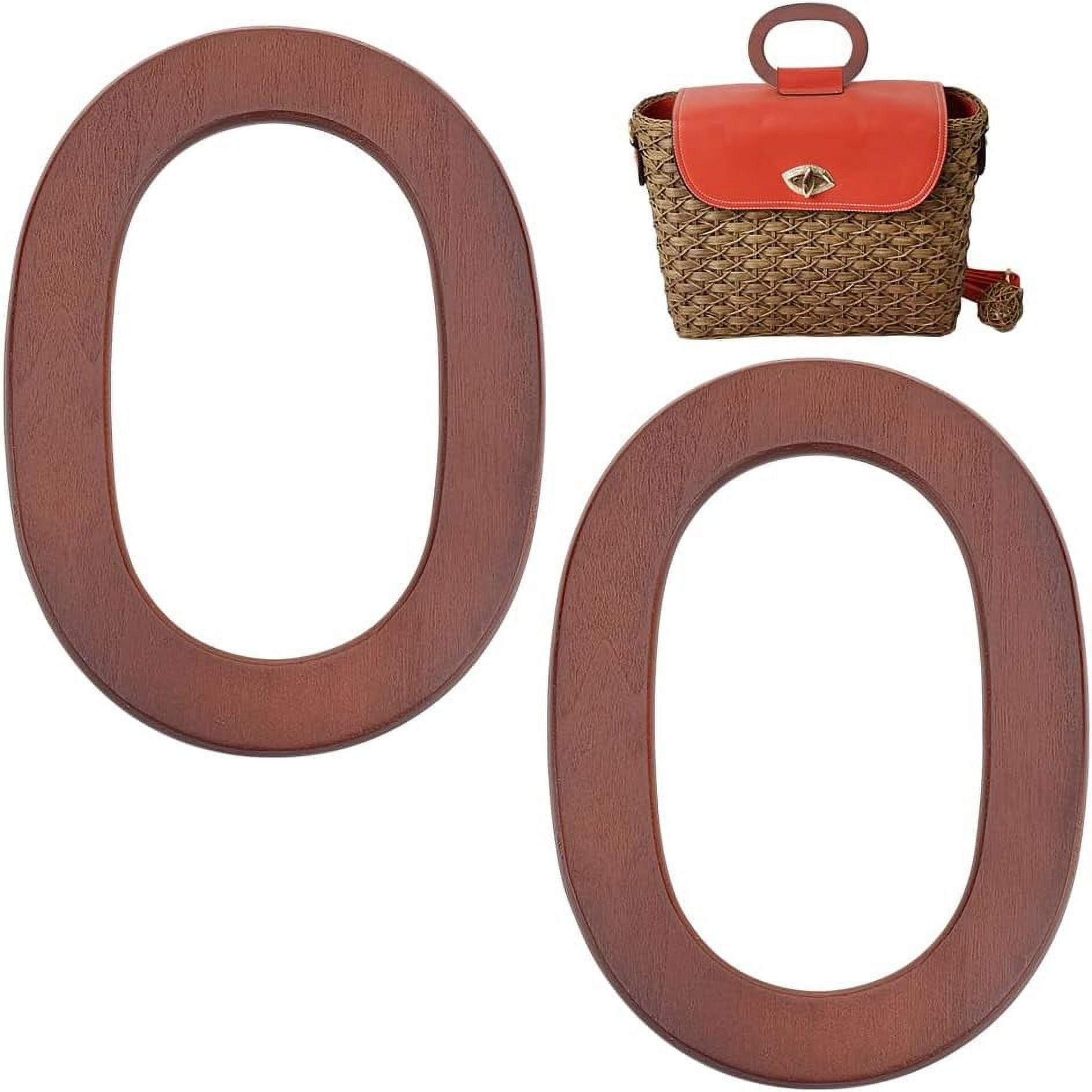 2pcs Wooden Purse Handle Replacement Oval Handbags Handles Crocheted ...