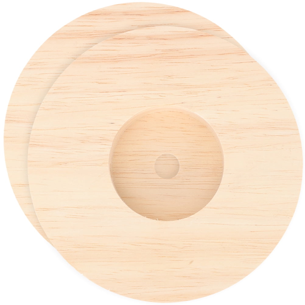 2pcs Wooden Round Table Lamp Base DIY Solid Wood Display Lamp Base ...