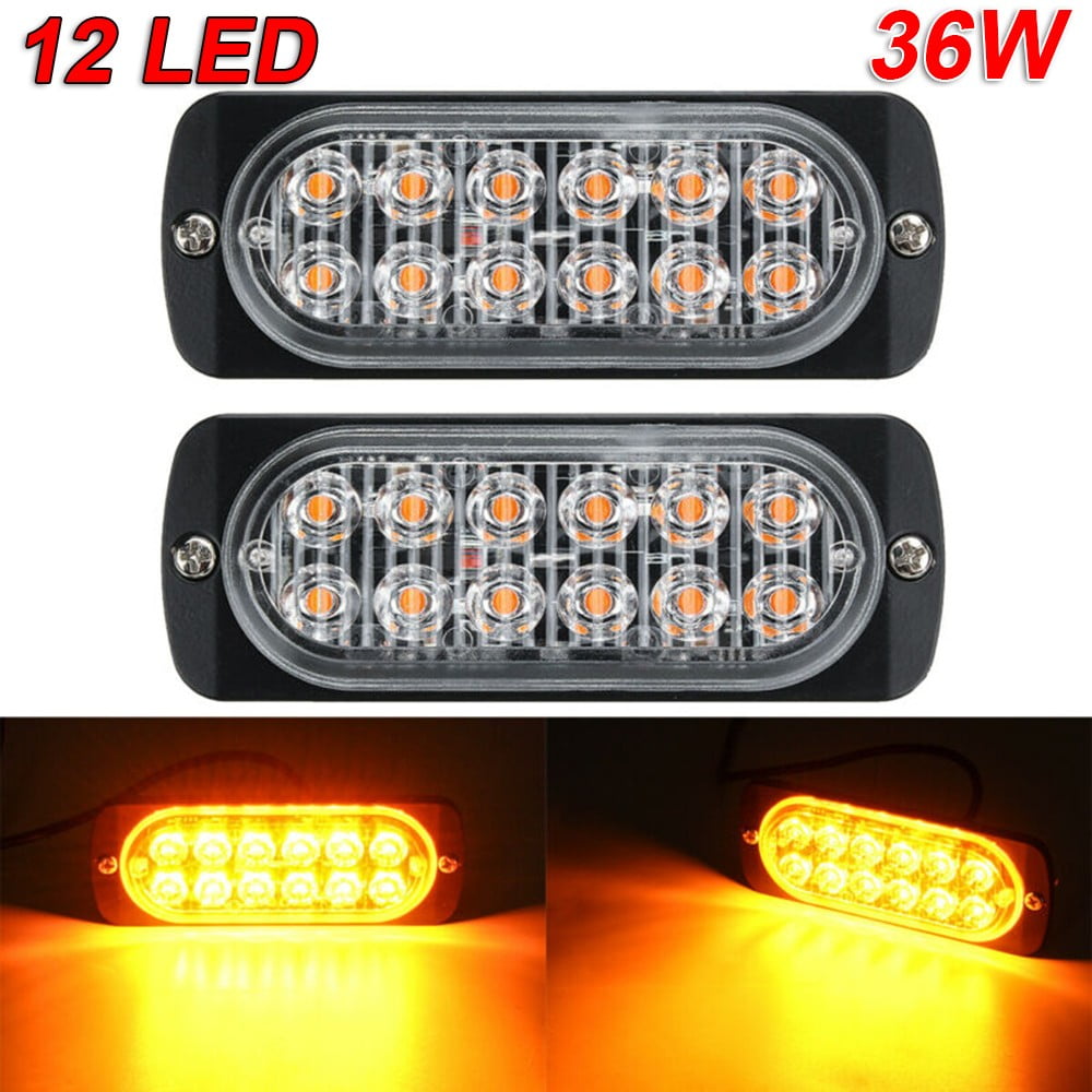 2pcs Work Light Amber 12LED 36W Constantly Bright Light Bar Car Truck ...