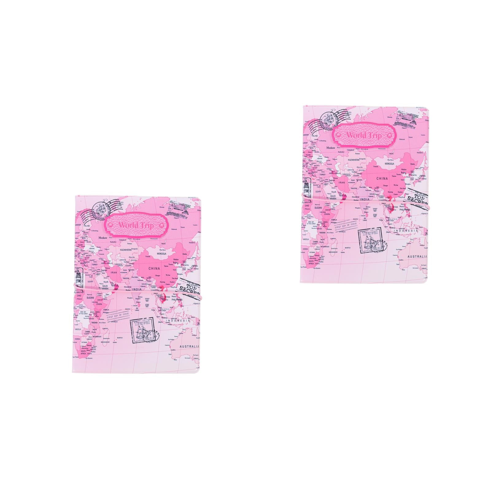 2pcs World Map Passport Cover Portable PU Leather Boarding Pass Case Travel Accessory - Walmart.com