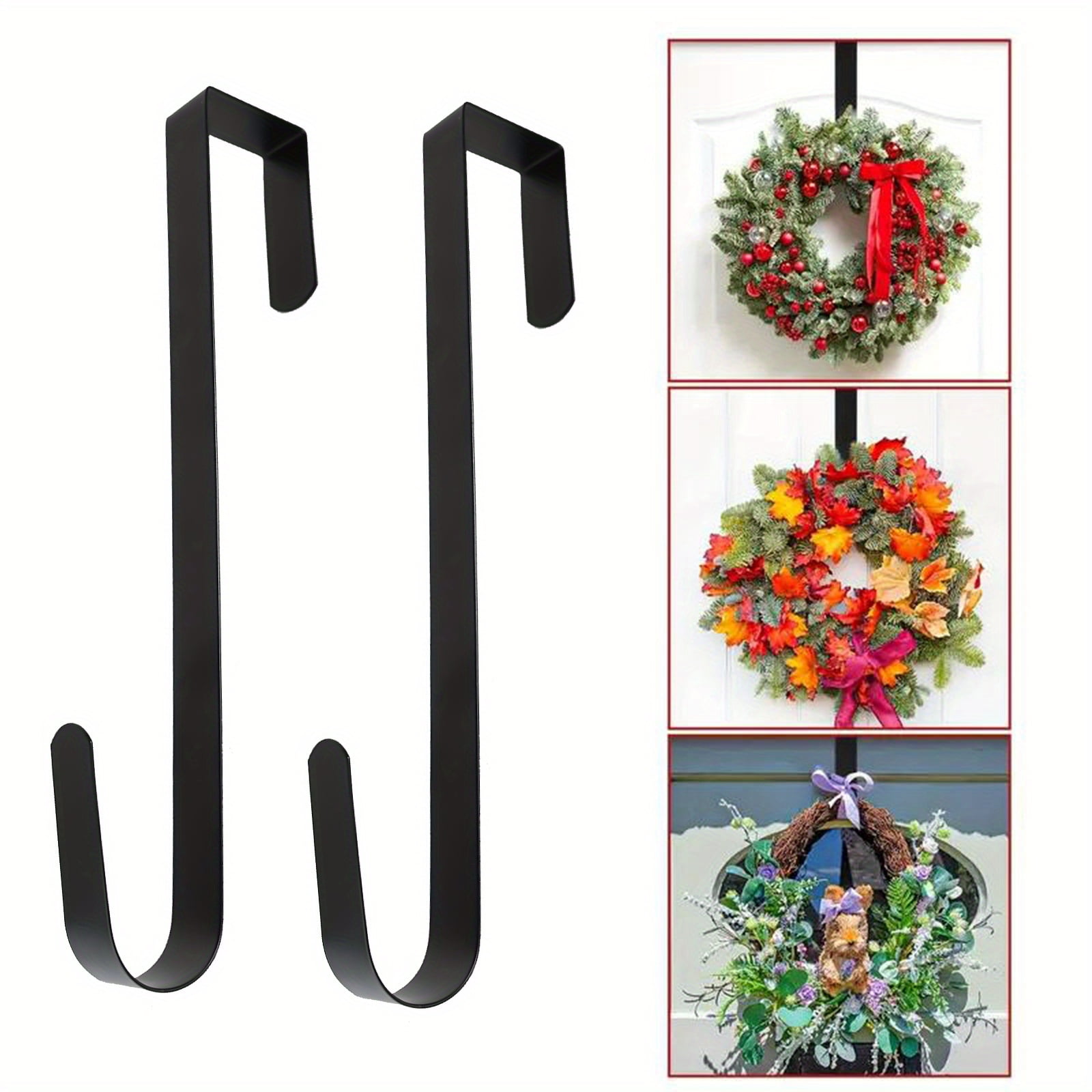 2pcs Wreath Hangers For Front Door (15"), Easter Christmas Halloween ...