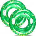 2pcs XL 47in Round Inflatable Pool Float TM-Green Adult Swimming ...