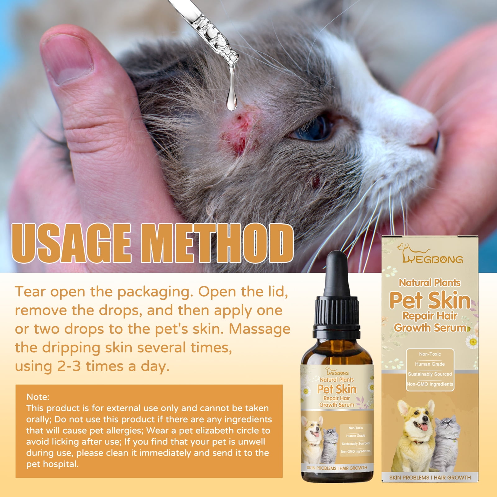 2pcs Yegbong Pet Skin Repair Essence, Cat And Dog Skin Wound Skin Moss ...