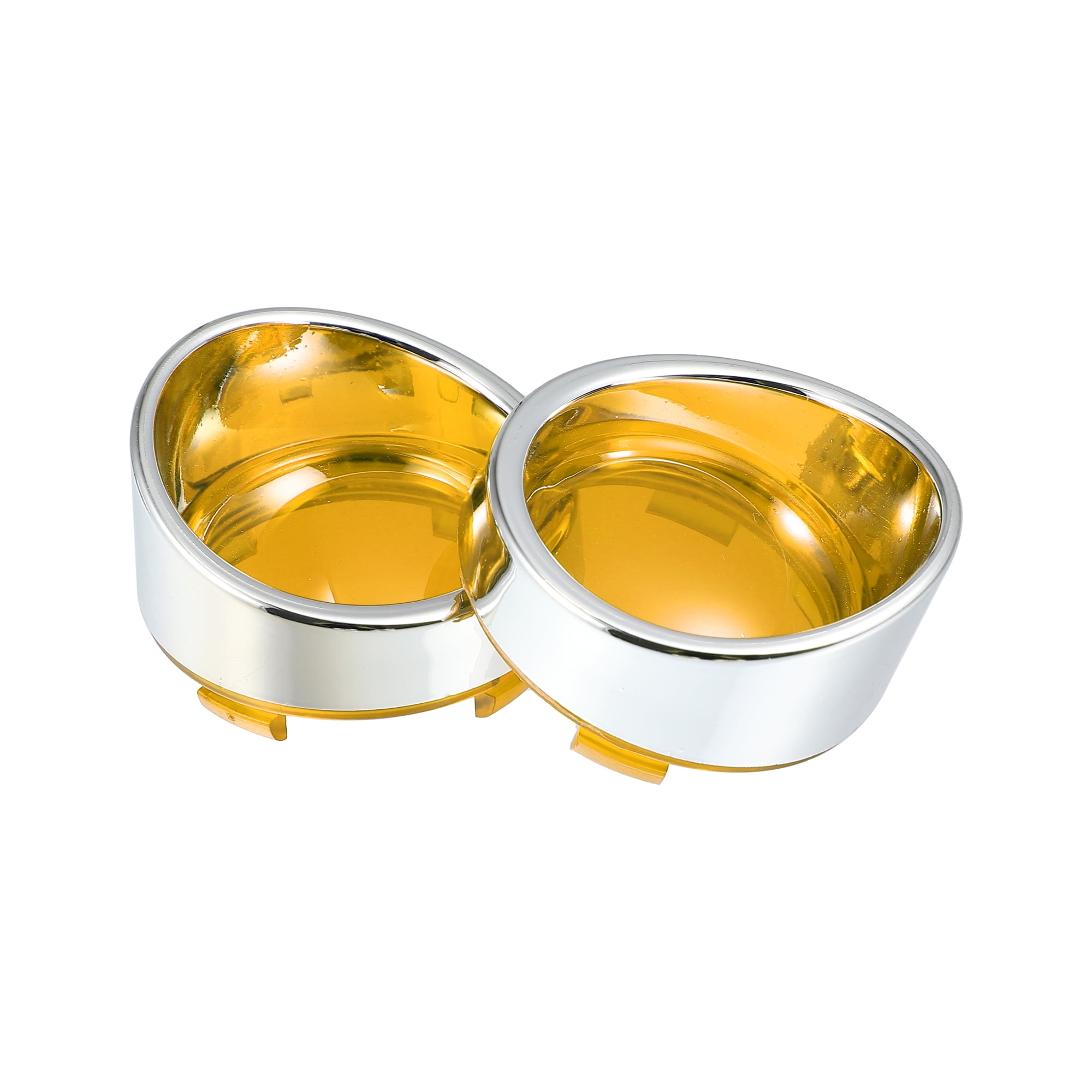 2pcs Yellow Motorcycle Turn Signal Light Lens Cover with Silver Tone ...