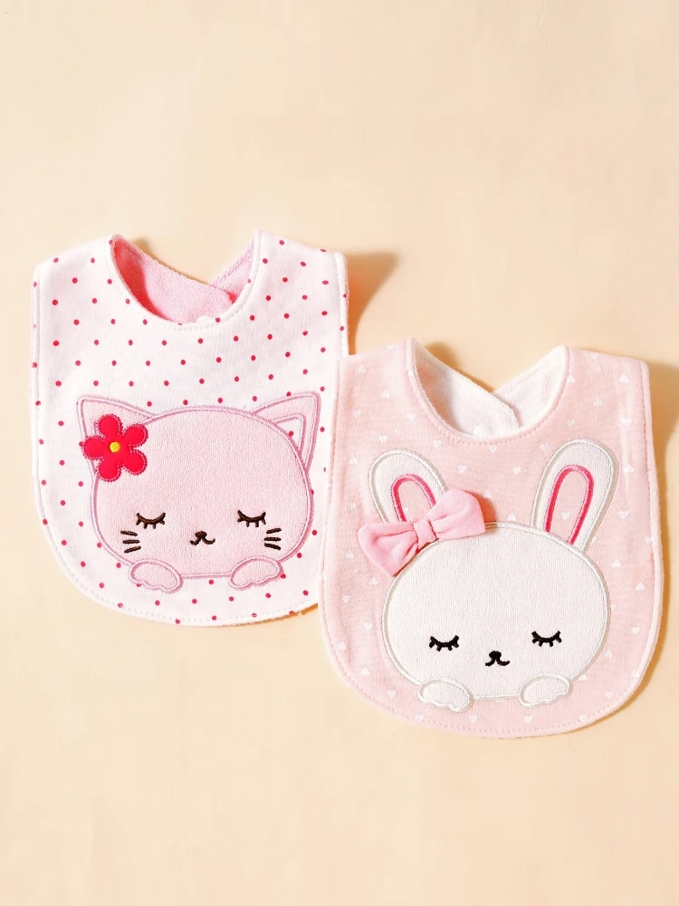 2pcs baby bib cover up, soft cotton adjustable bib with U-shaped lace ...