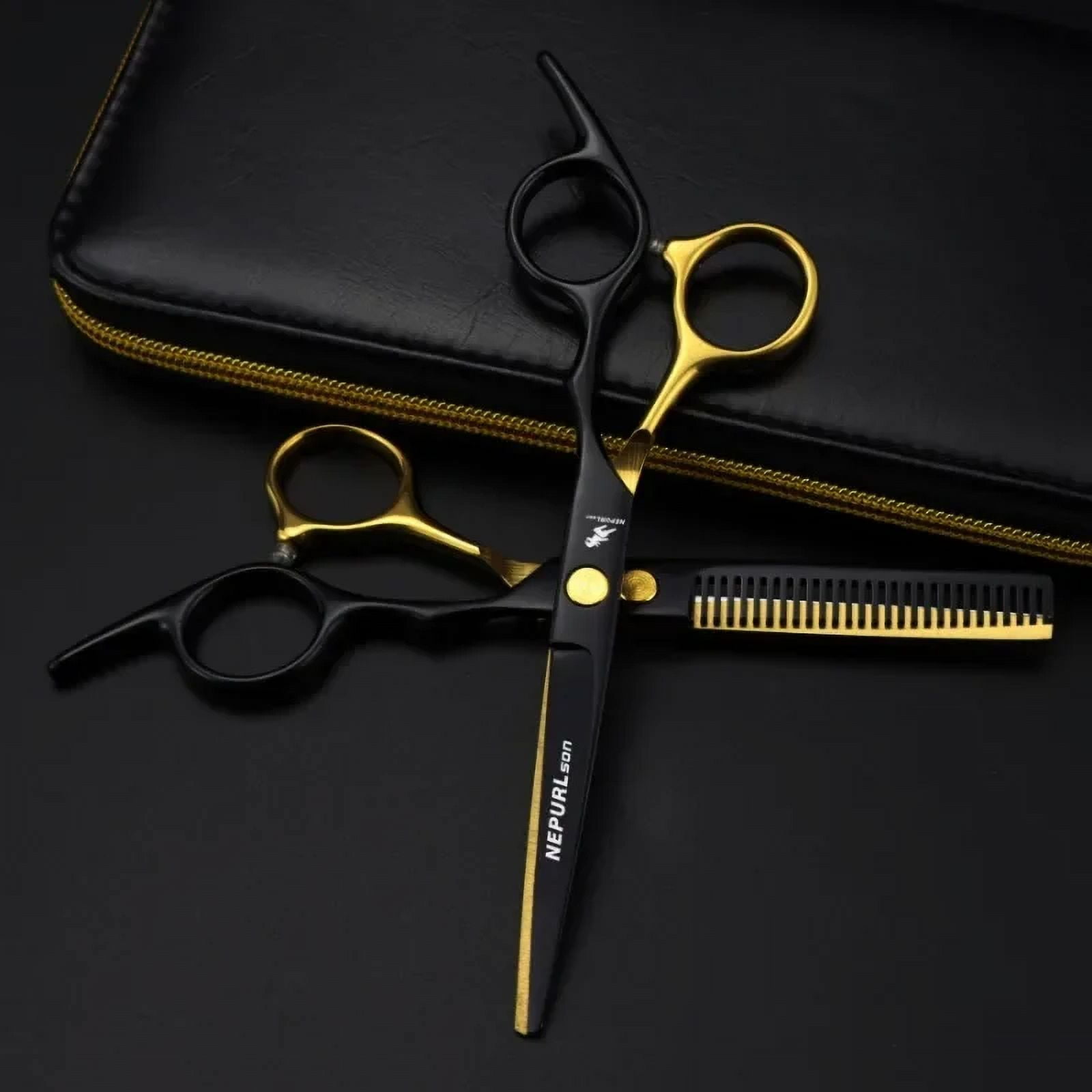 2pcs black Hair Scissors 5.5 6.0 Professional Hairdressing Scissors ...