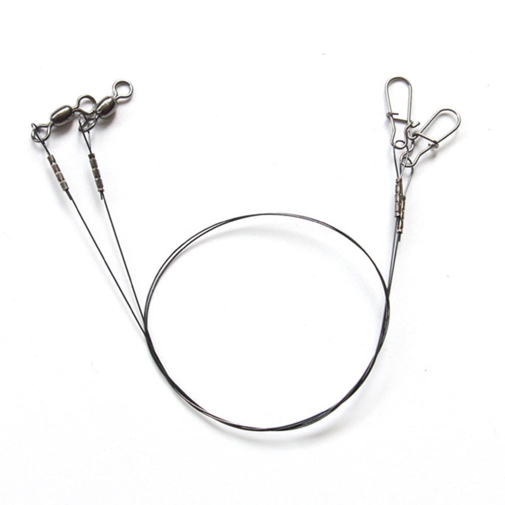 2pcs fishing titanium wire leader line with swivel duo-lock snap for ...