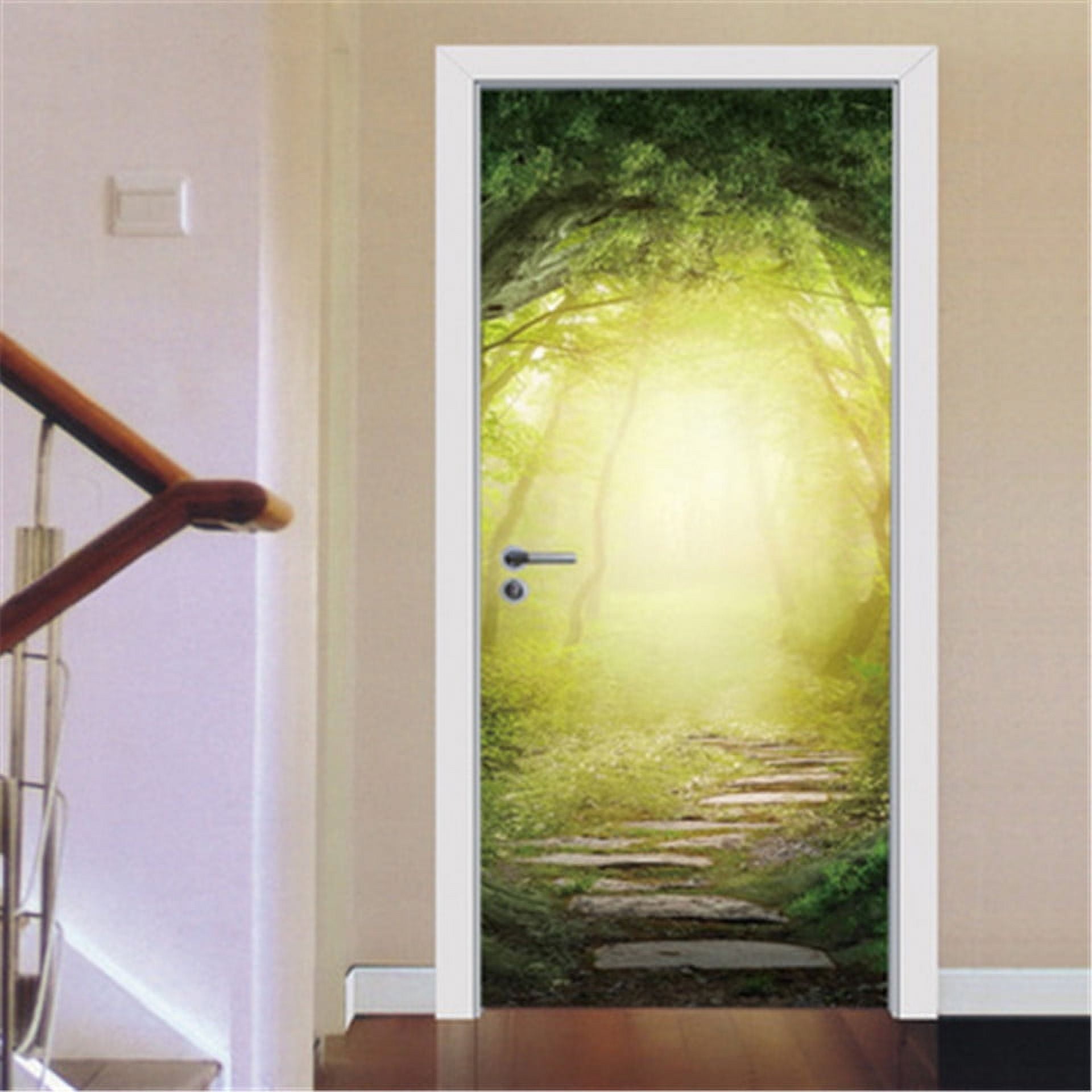 2pcs/set 3D Door Sticker DIY PVC Self Adhesive Waterproof Wallpaper ...