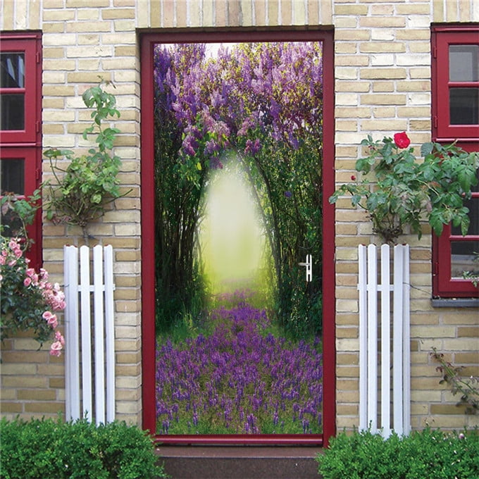 2pcs/set 3D Natural Landscape Self-adhesive Door Stickers Waterproof ...