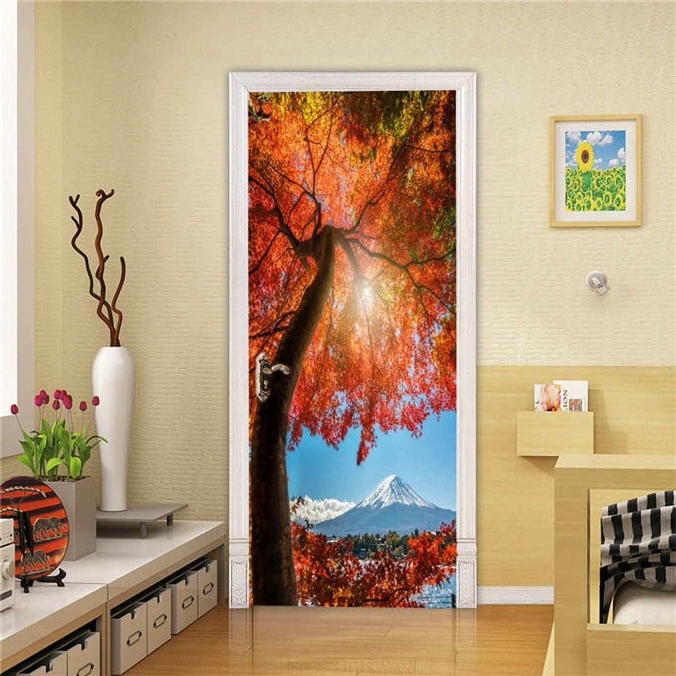 2pcs/set 3D Natural Landscape Self-adhesive Door Stickers Waterproof ...