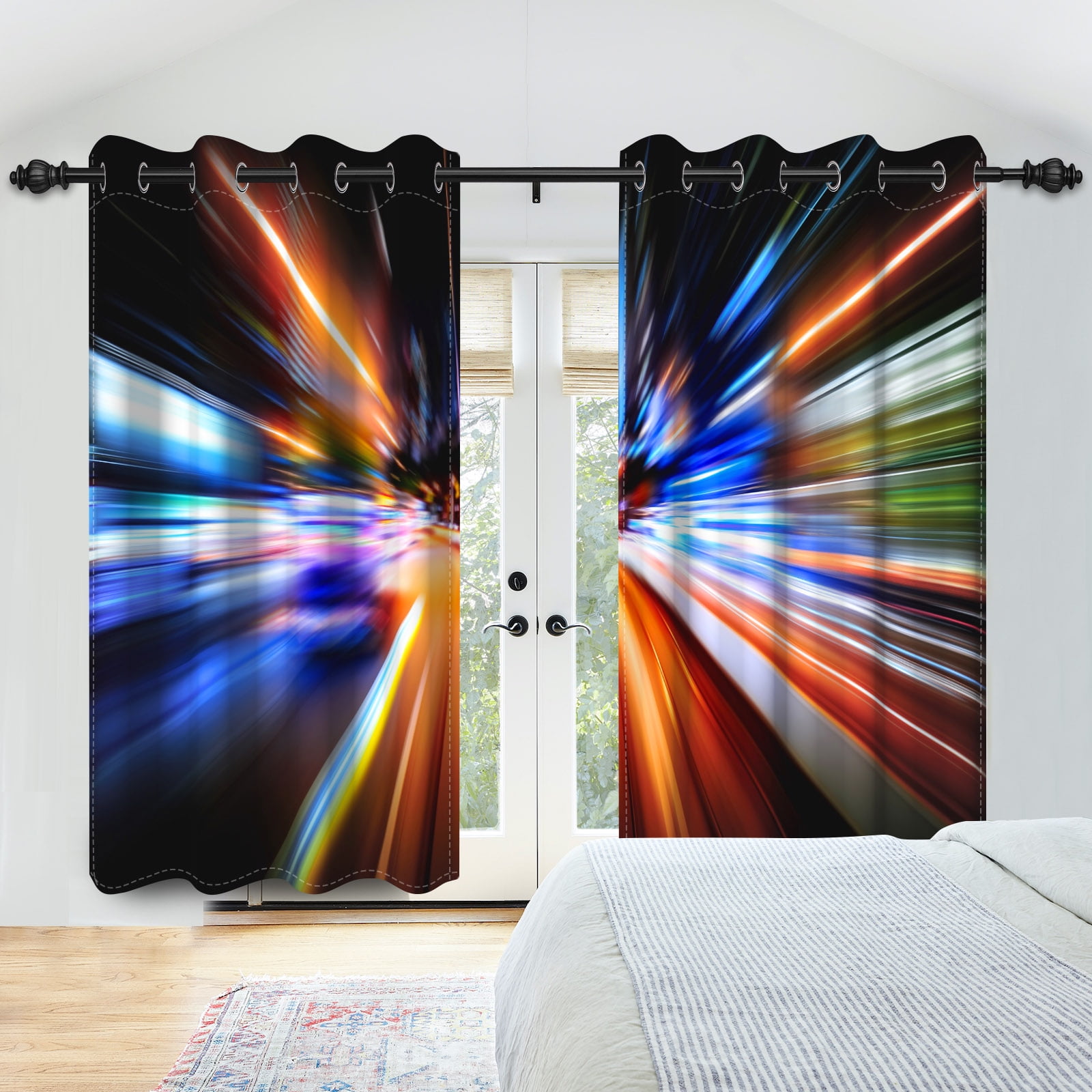 2pcs/set 80's 90's Disco Let's Glow Party Window Curtain Music Dance ...