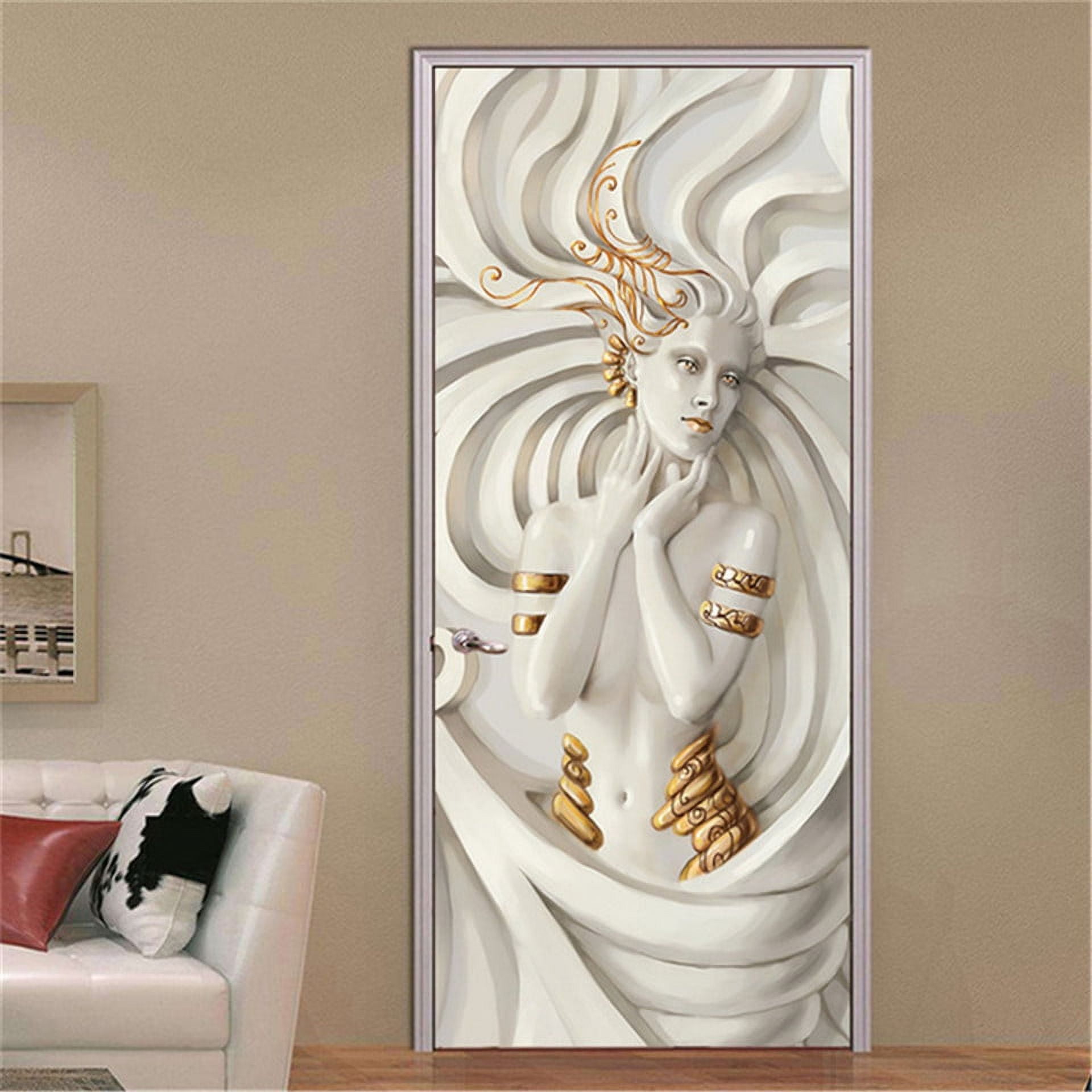 2pcs/set Black Geometry Door Sticker Self Adhesive Waterproof Removable ...