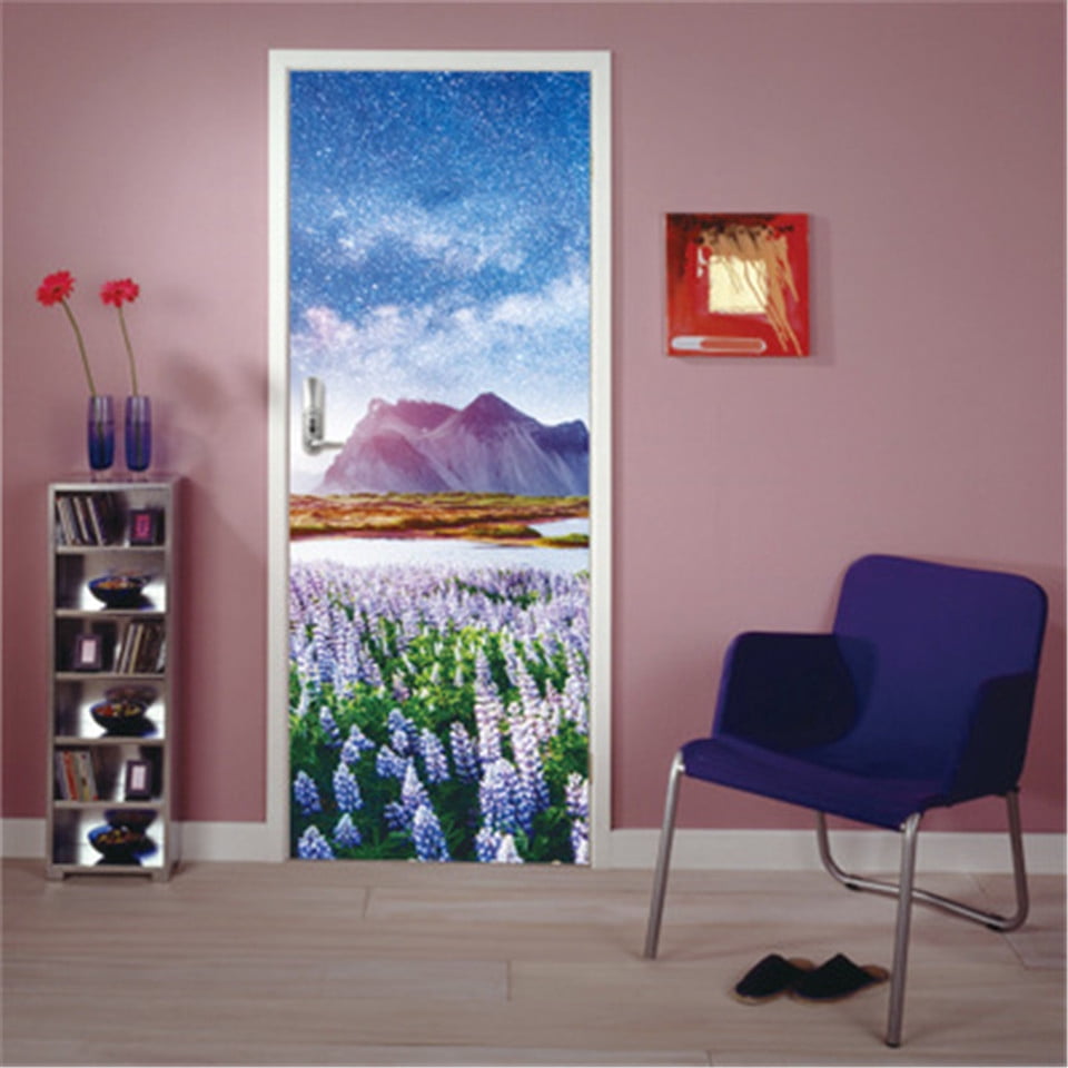 2pcs/set Door Sticker PVC DIY Peel and Stick Wallpaper Waterproof ...