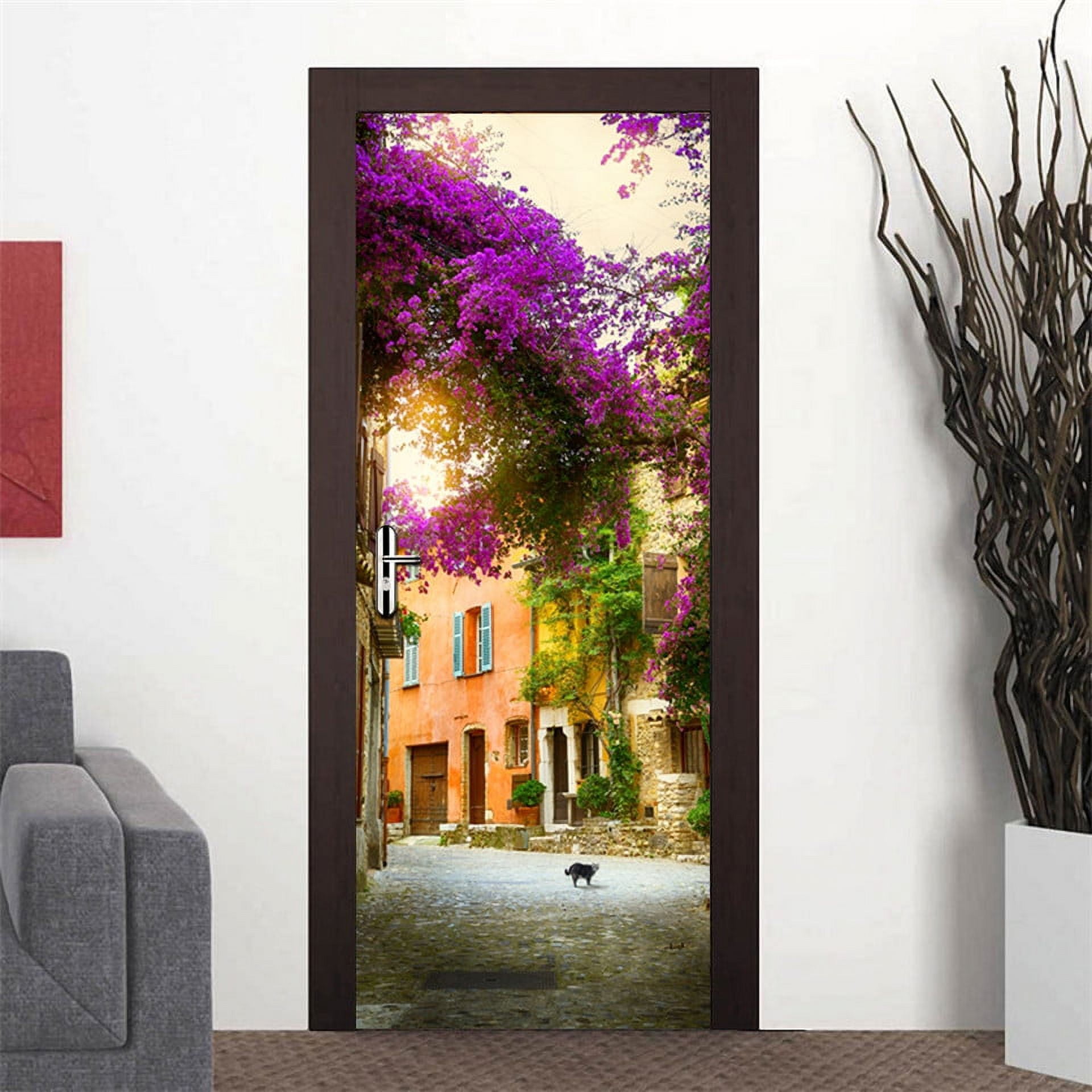 2pcs/set Door Stickers PVC Self Adhesive Removable Wallpaper Wall Mural ...