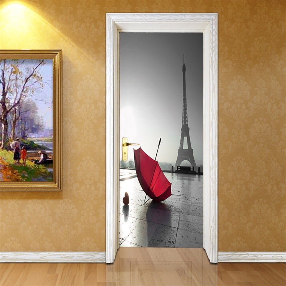 2pcs/set Door Stickers PVC Self Adhesive Removable Wallpaper Wall Mural ...