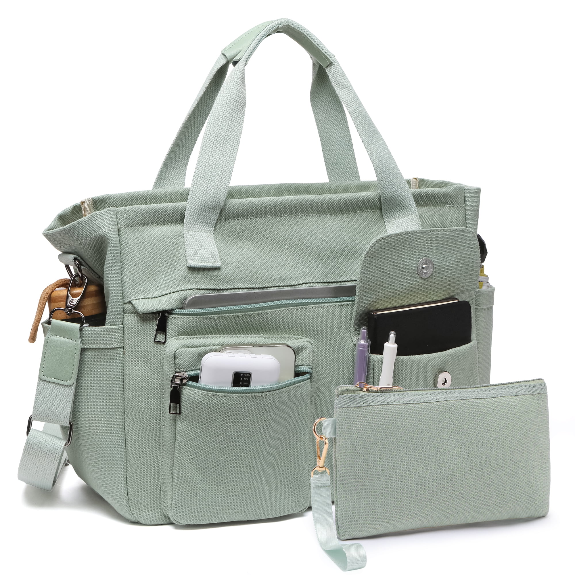 2pcs/set Large Canvas Tote Bag for Women, Laptop Work Bags Crossbody ...