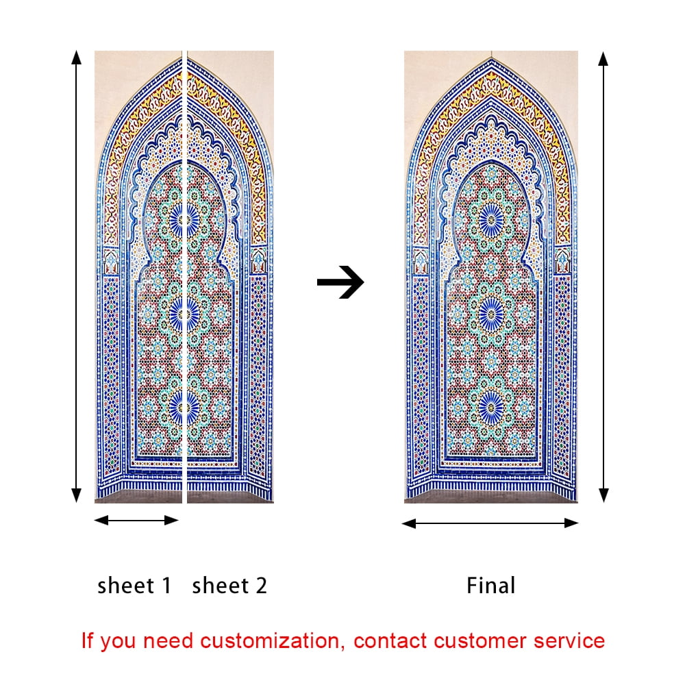 2pcs/set Muslim Great Mosque of Mecca Door Sticker Home Decor Art Mural ...