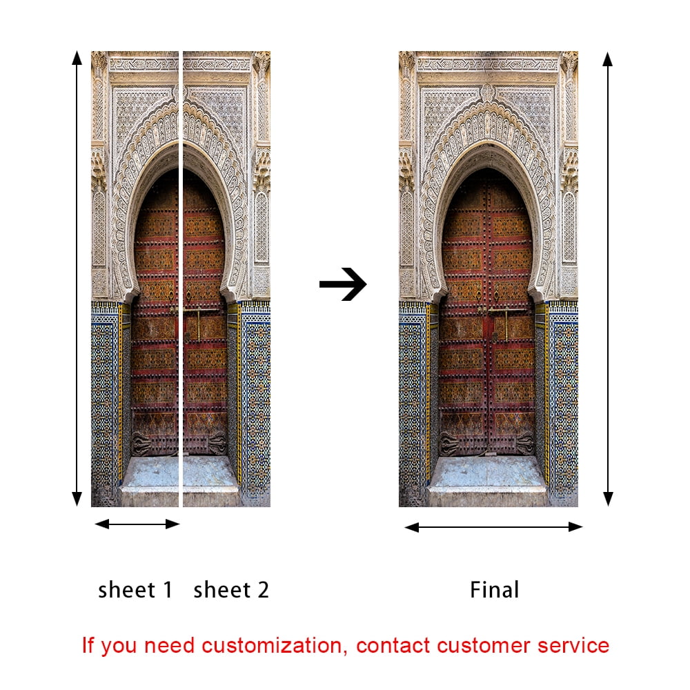 2pcs/set Muslim Great Mosque of Mecca Door Sticker Home Decor Art Mural ...