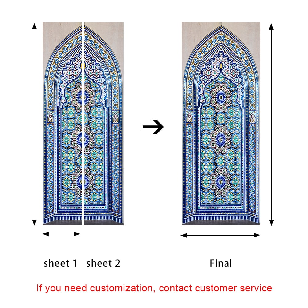 2pcs/set Muslim Great Mosque of Mecca Door Sticker Home Decor Art Mural ...