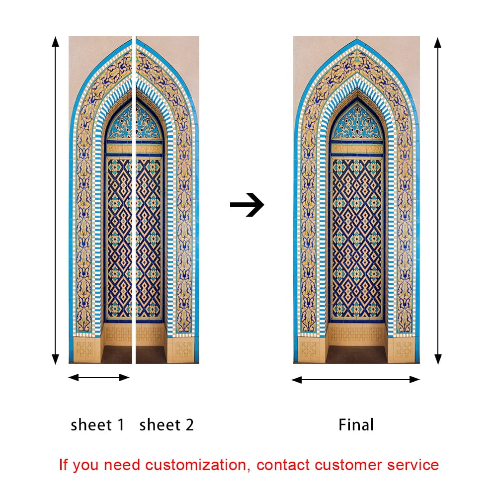 2pcs/set Muslim Great Mosque of Mecca Door Sticker Home Decor Art Mural ...