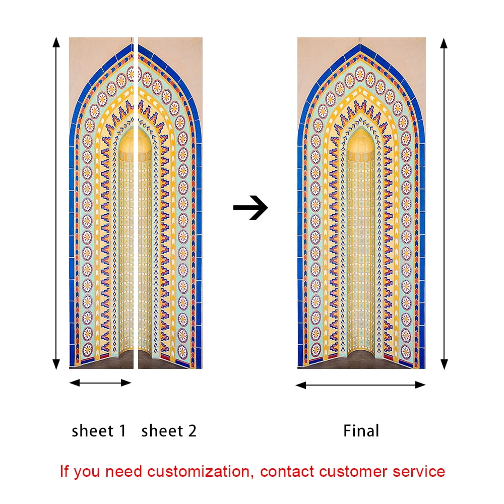 2pcs/set Muslim Great Mosque of Mecca Door Sticker Home Decor Art Mural ...