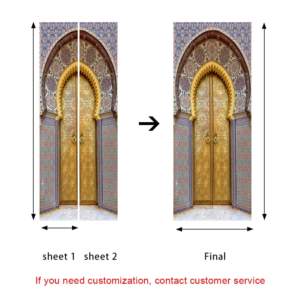 2pcs/set Muslim Great Mosque of Mecca Door Sticker Home Decor Art Mural ...