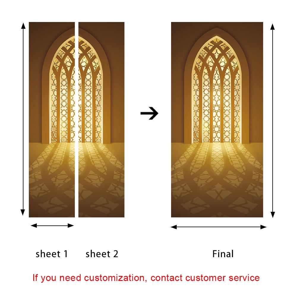 2pcs/set Muslim Great Mosque of Mecca Door Sticker Home Decor Art Mural ...