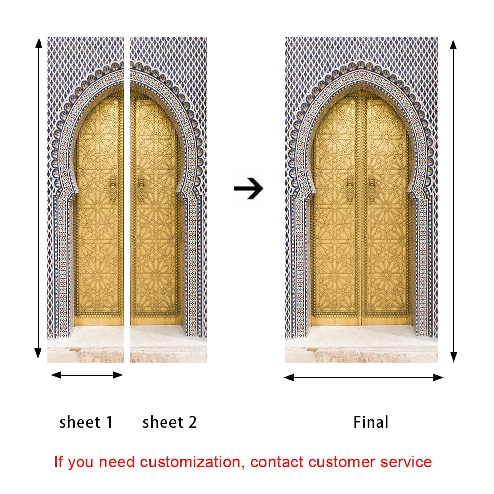 2pcs/set Muslim Great Mosque of Mecca Door Sticker Home Decor Art Mural ...