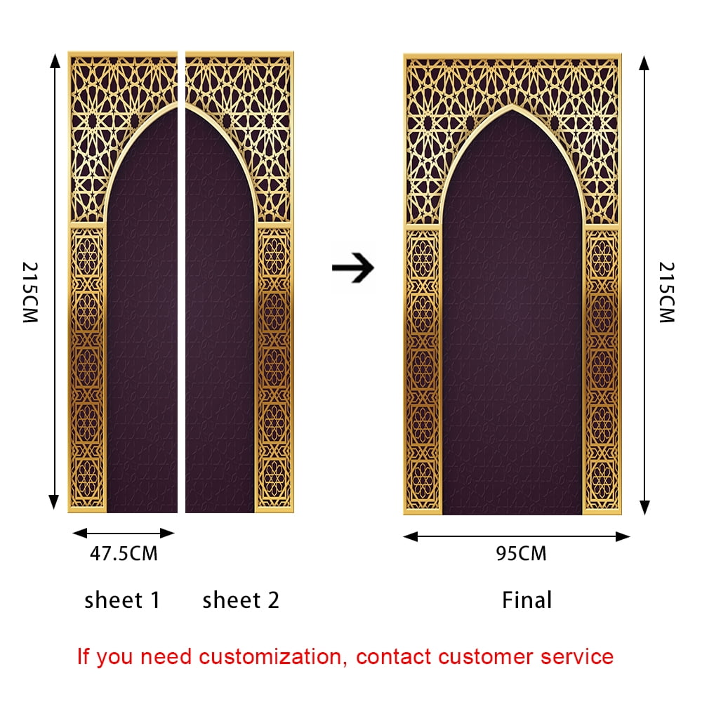 2pcs/set Muslim Styles Simulation Door DIY Door Art Mural Sticker Home ...