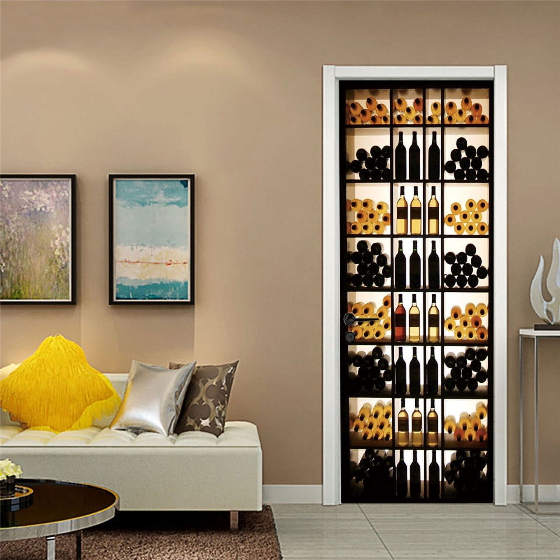 2pcs/set Red Wine Door Sticker Peel and Stick Waterproof Wallpaper ...