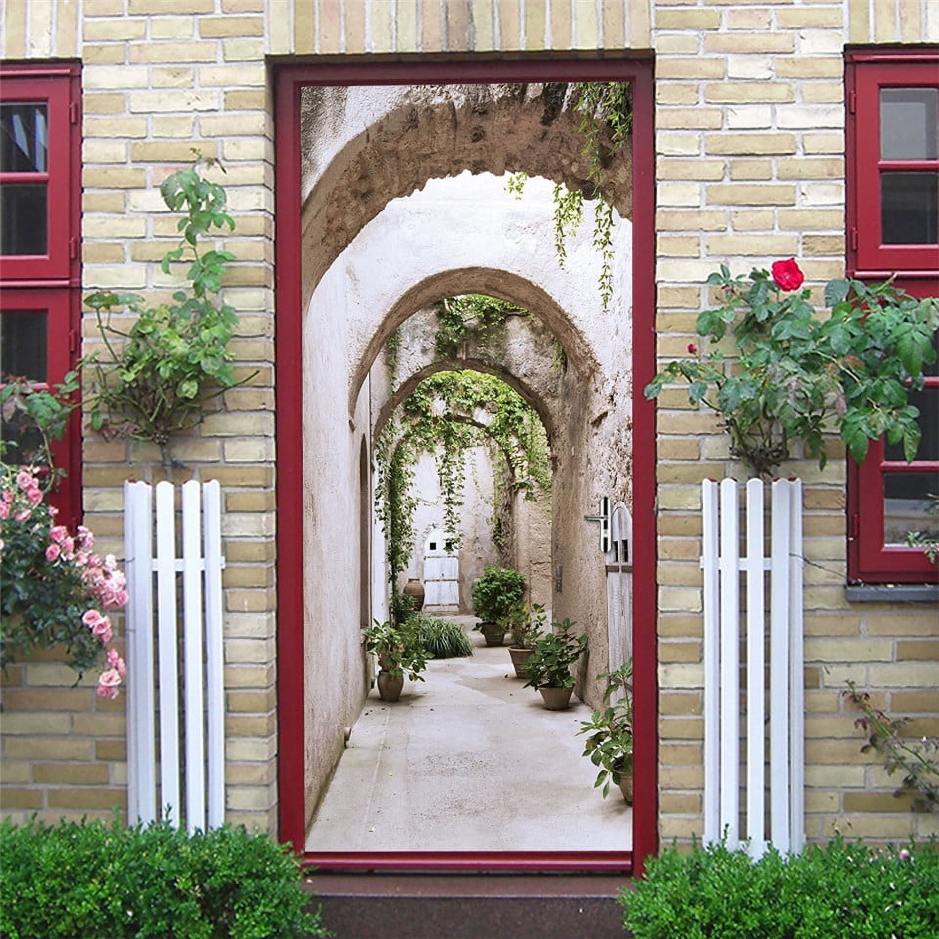 2pcs/set Retro Library Door Sticker Wallpaper Self-adhesive Waterproof ...