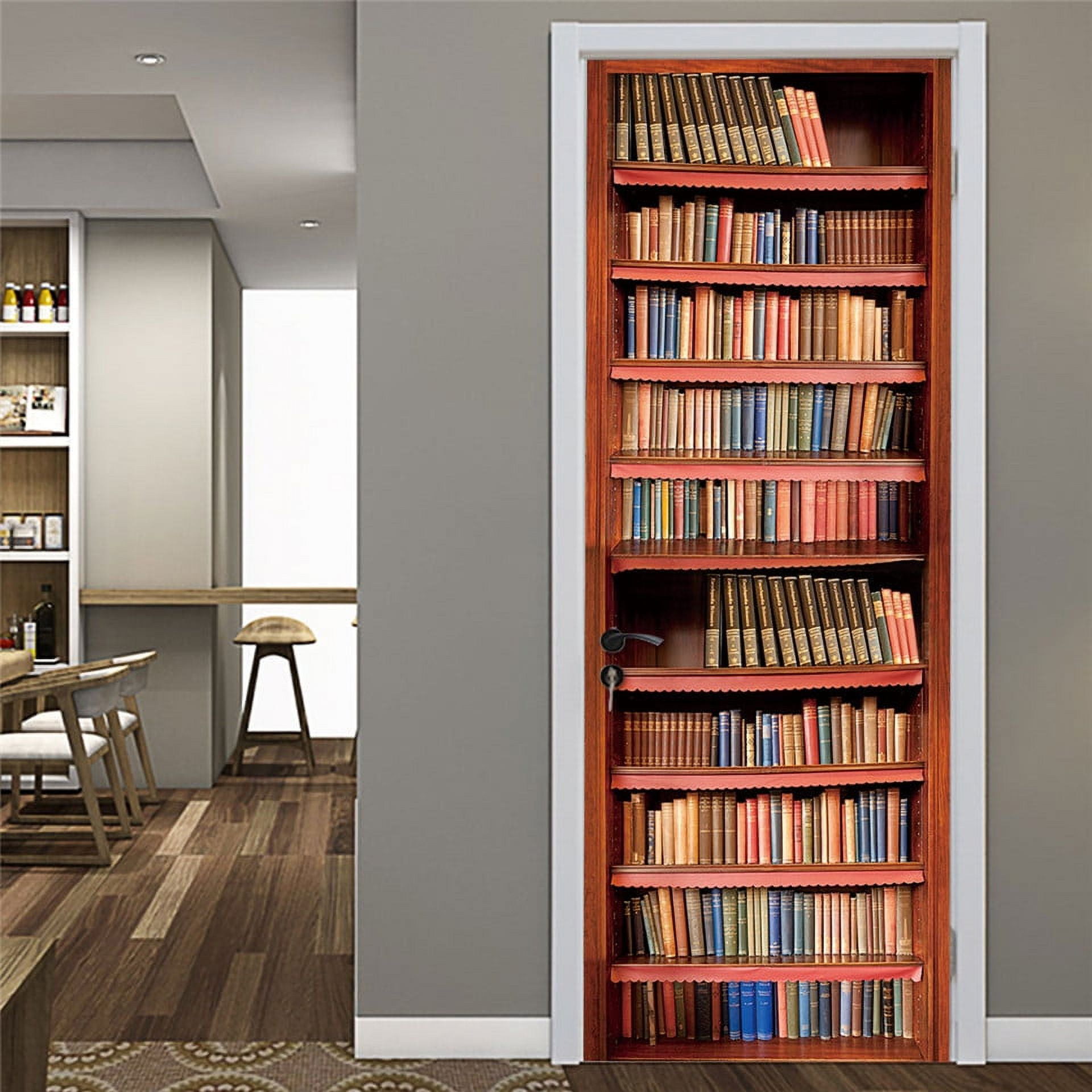 2pcs/set Retro Library Door Sticker Wallpaper Self-adhesive Waterproof ...