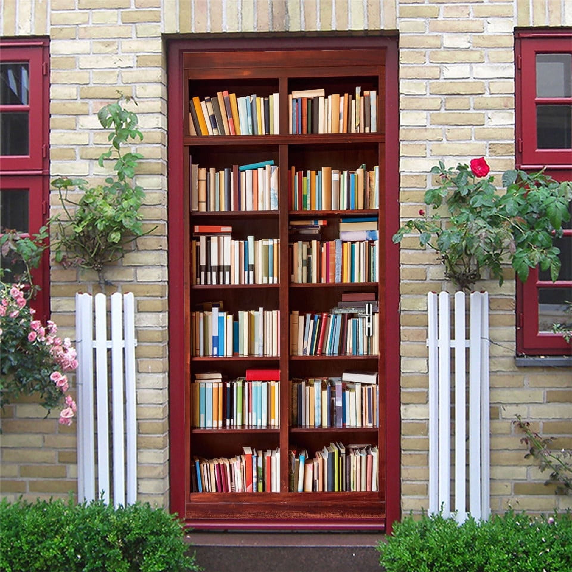 2pcs/set Retro Library Door Sticker Wallpaper Self-adhesive Waterproof ...