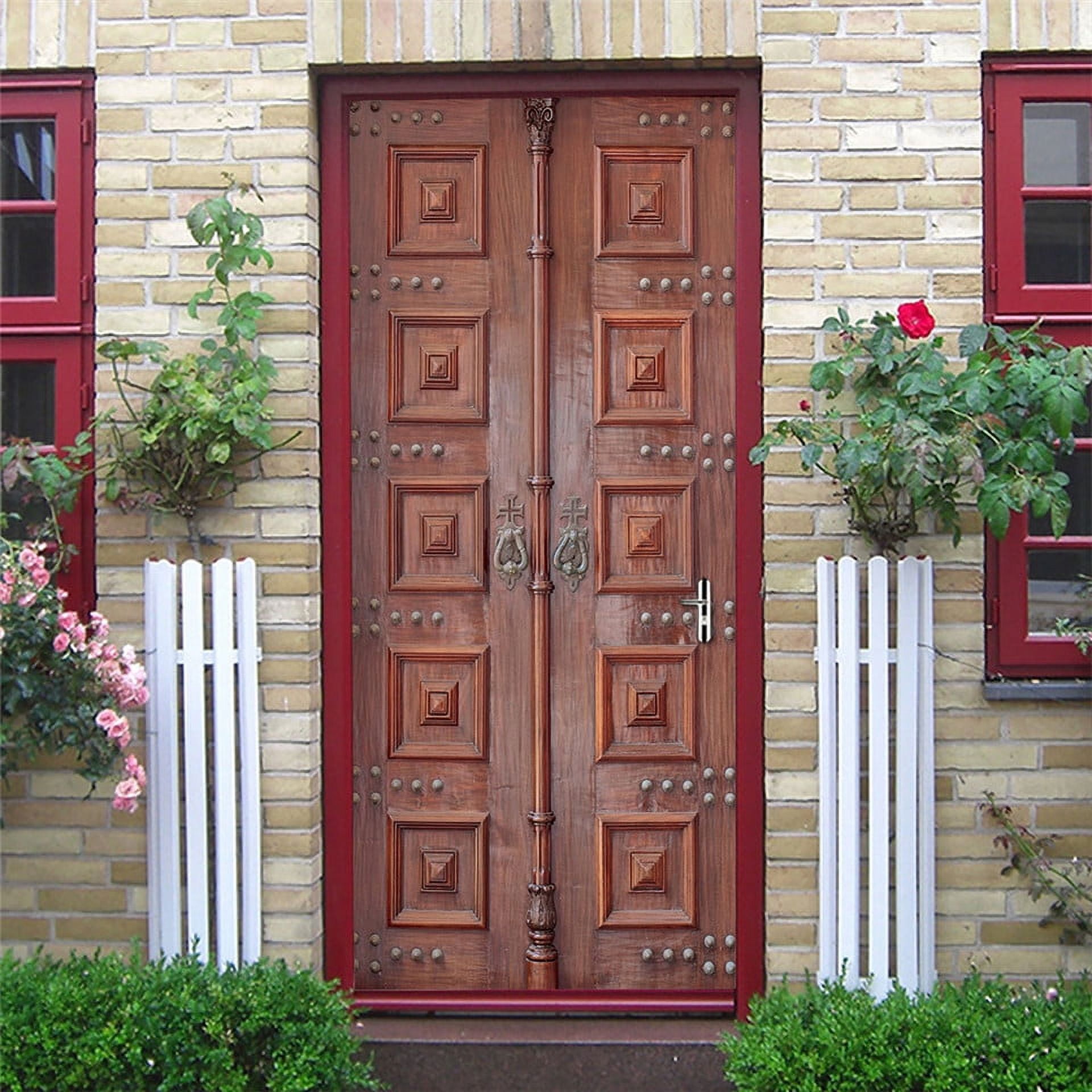 2pcs/set Retro Wooden Door Sticker Vinyl Peel and Stick Wallpaper ...