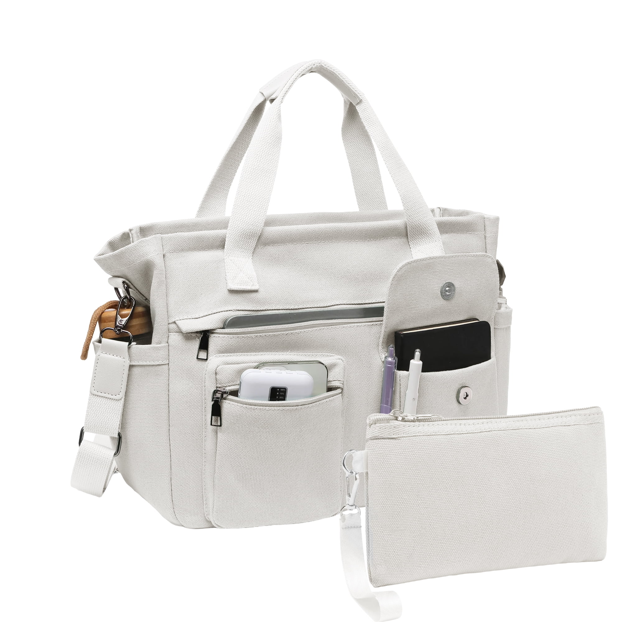 2pcs/set Small Canvas Tote Bag for Women, Laptop Work Bags Crossbody ...