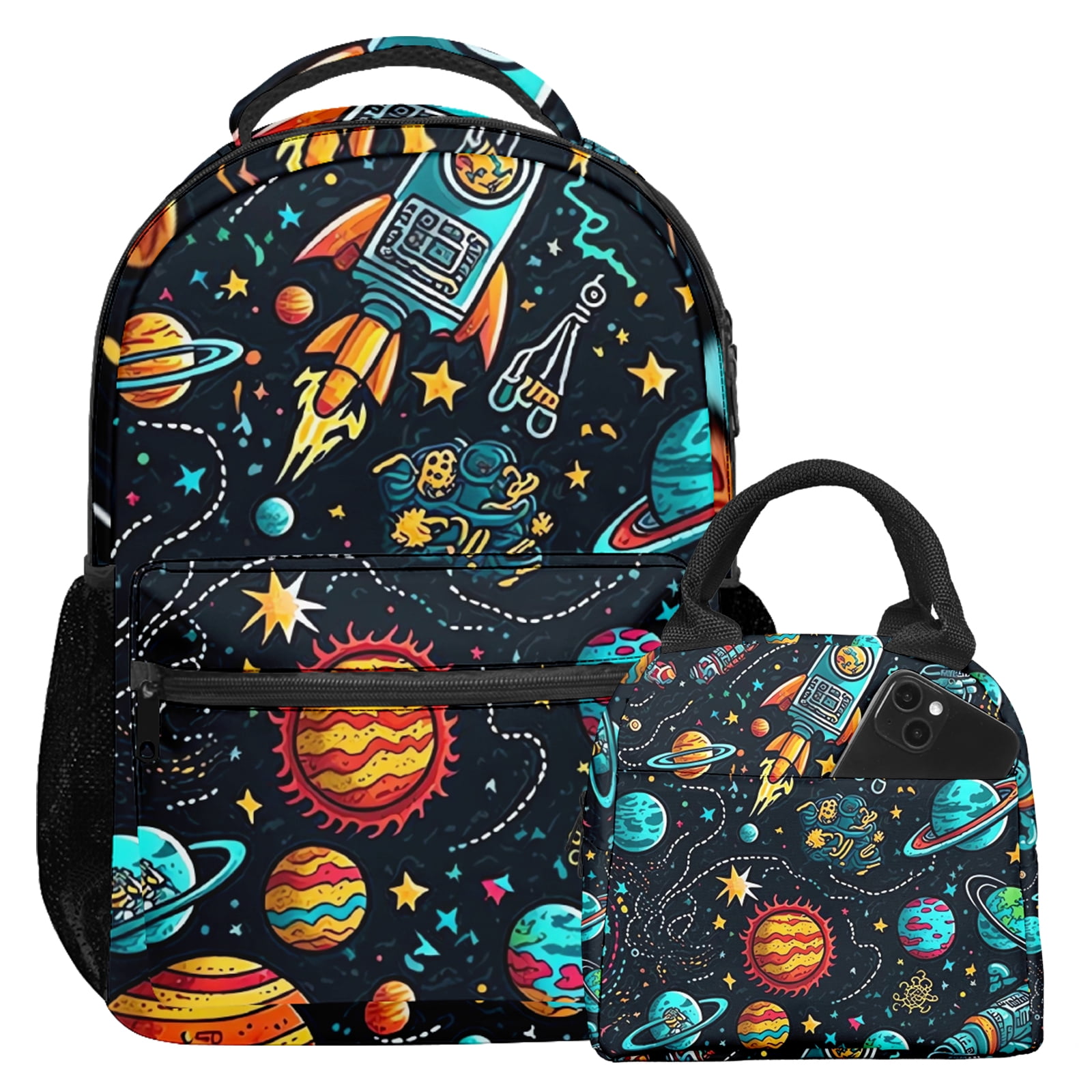 2pcs/set Space Planets Backpack with Lunch Bag For Boys Girls ...