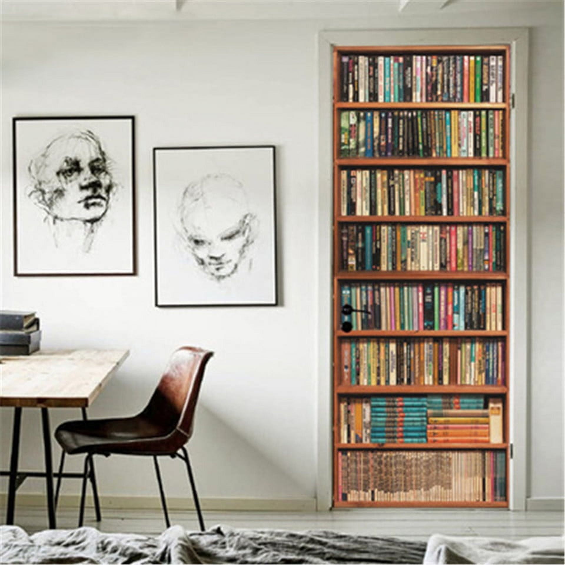 2pcs/set Vintage Library Door Sticker PVC Self Adhesive Waterproof ...