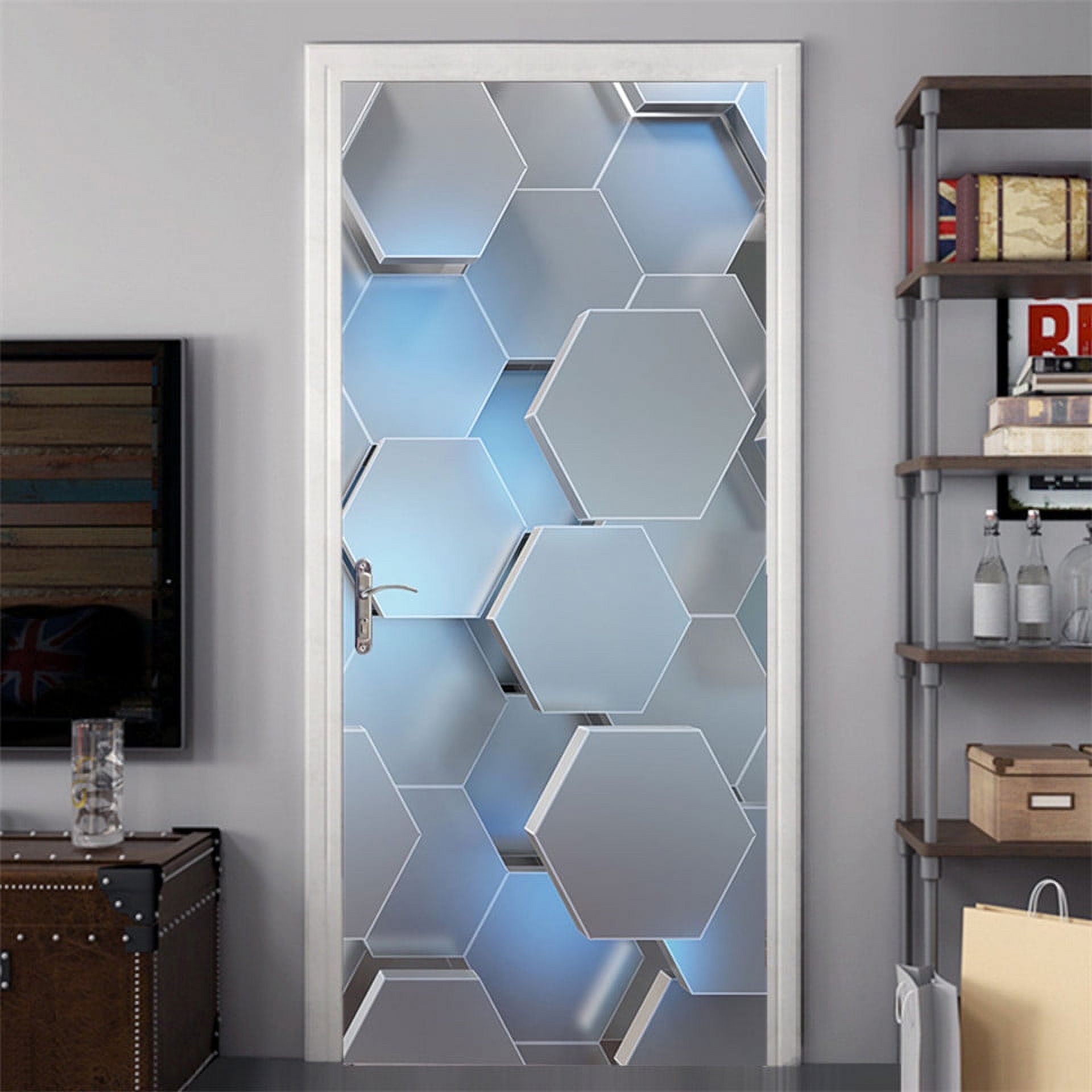 2pcs/set White Shadow Corridor Door Sticker Home Decor Vinyl DIY Peel ...