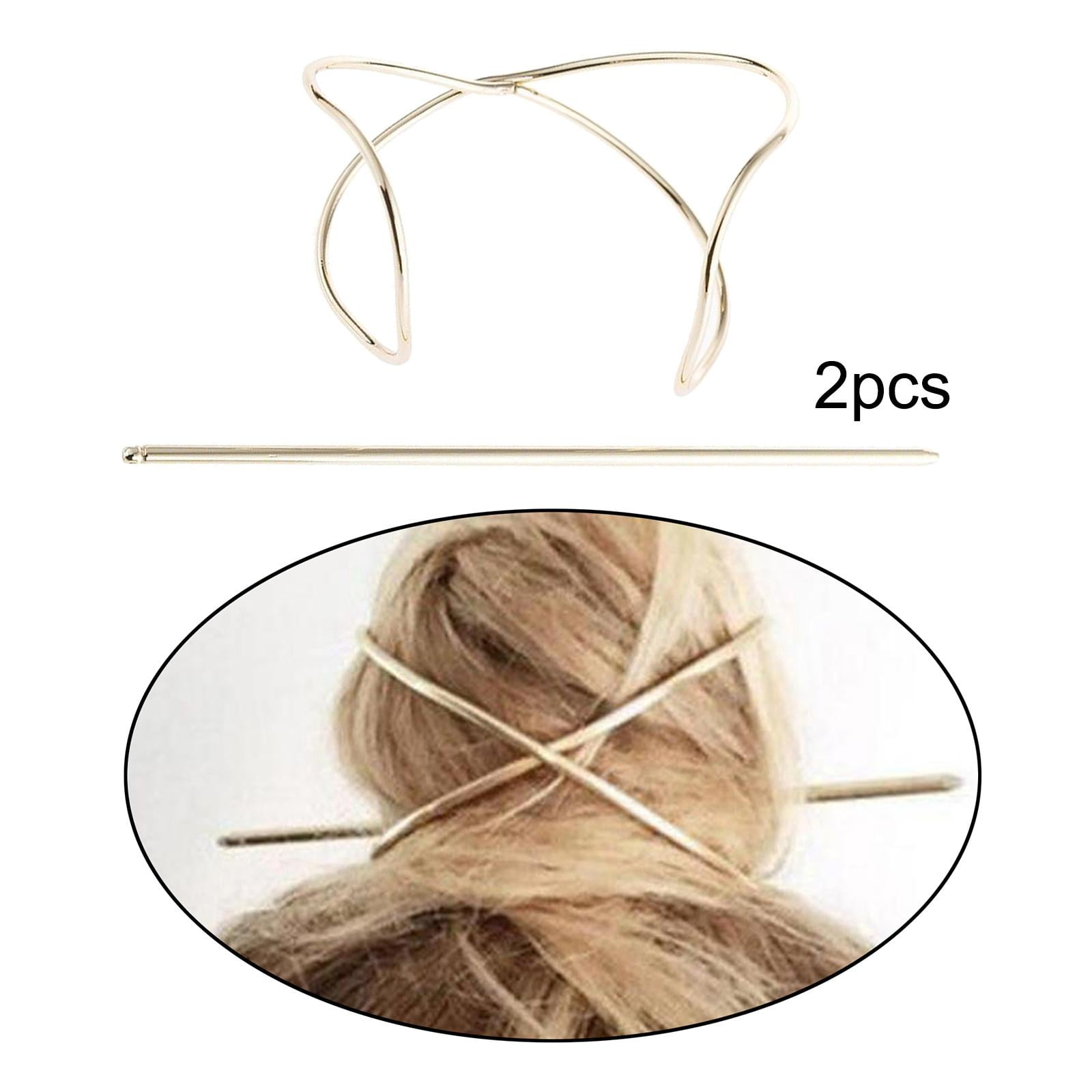Segolike 2pcs tick Boho Metal Arrival Filled X Shaped Bun Holder ...