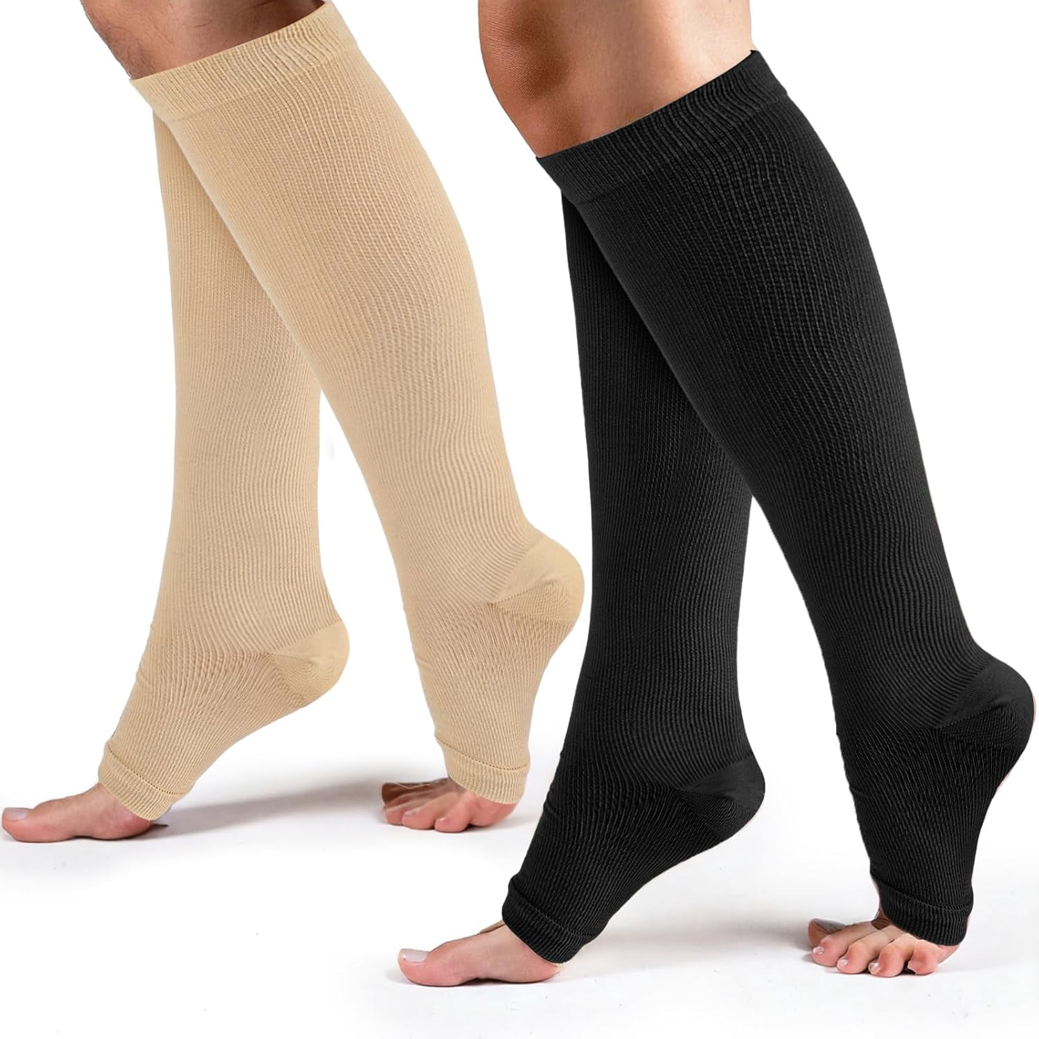 2pcs toeless compression socks, open toe medical compression socks ...