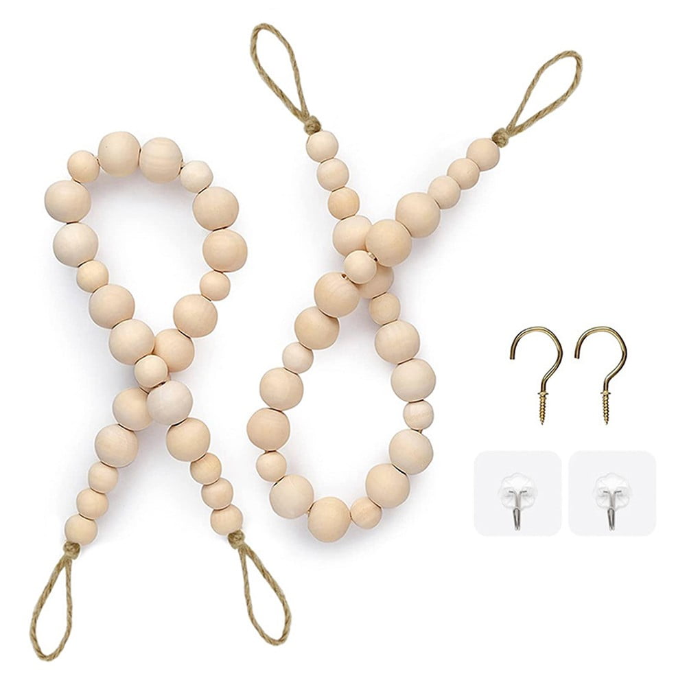 2pcs wooden bead curtain ties -suitable for indoor and outdoor curtain ...