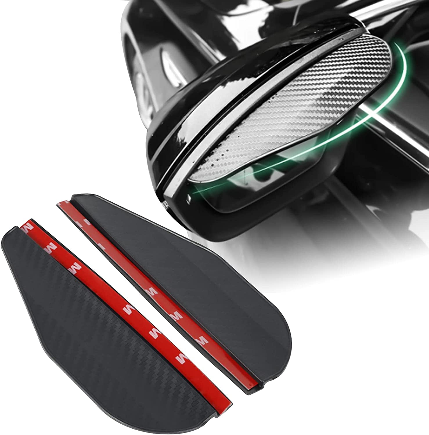 2pcsCar Rear View Mirror Rain Visor Guard, Carbon fiber side mirror ...
