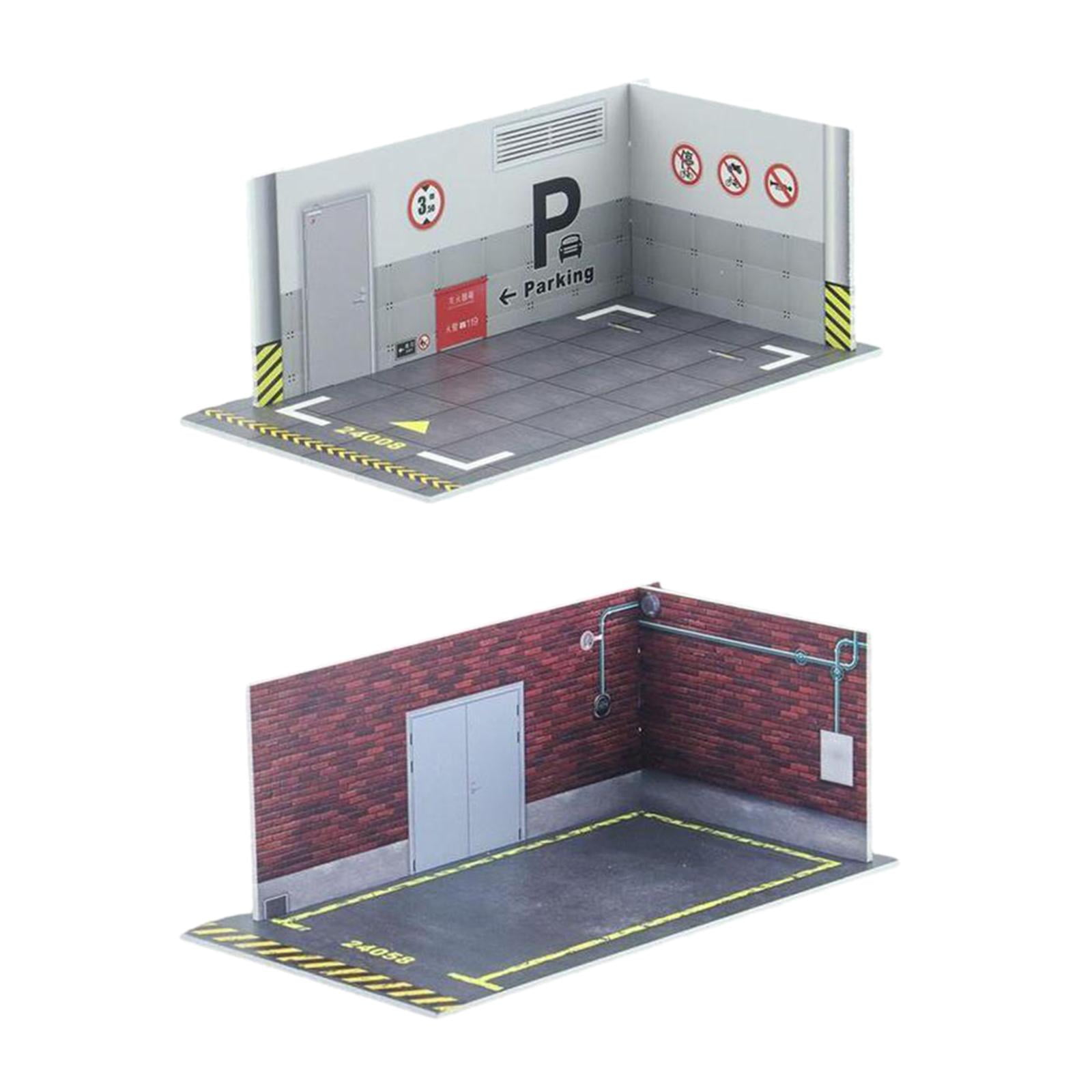 2pieces 1/24 Scale Collection Miniature Garage Parking Lot Layout for ...