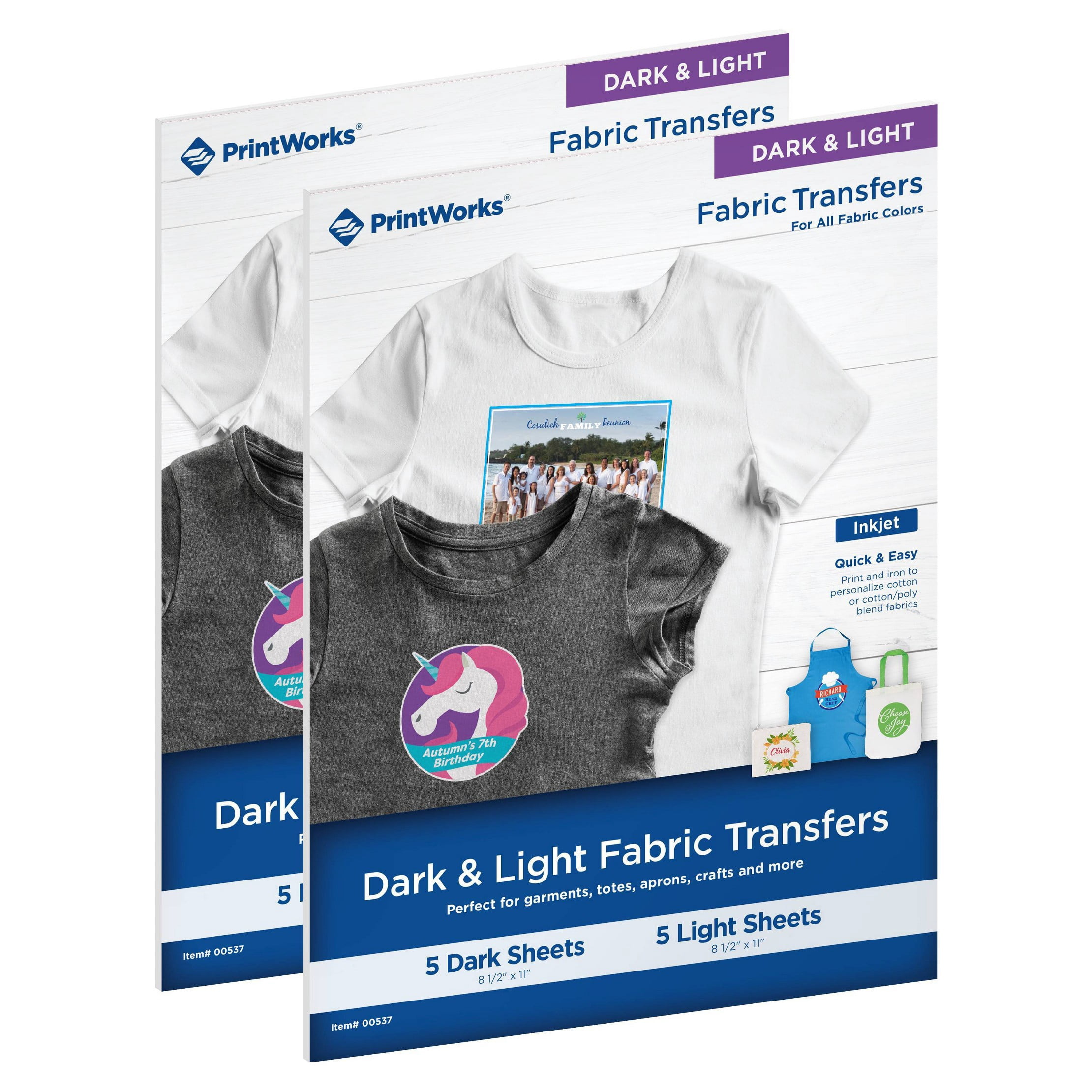 2pk 10 Sheets/Pack White & Dark T-Shirt Transfers Bundle for Inkjet 8.5 ...