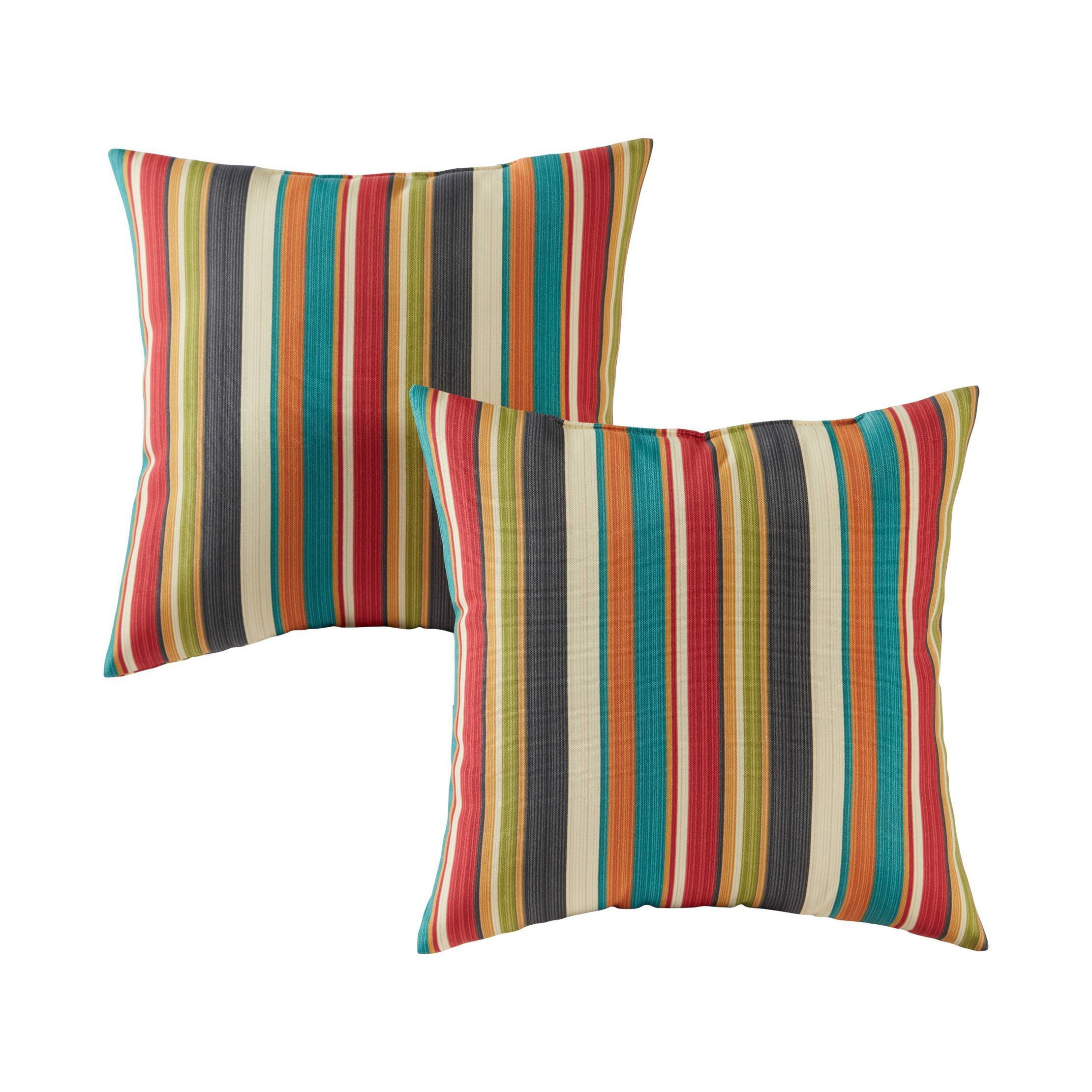 2pk 17"x17" Striped Square Outdoor Throw Pillows Sunset: Weather ...