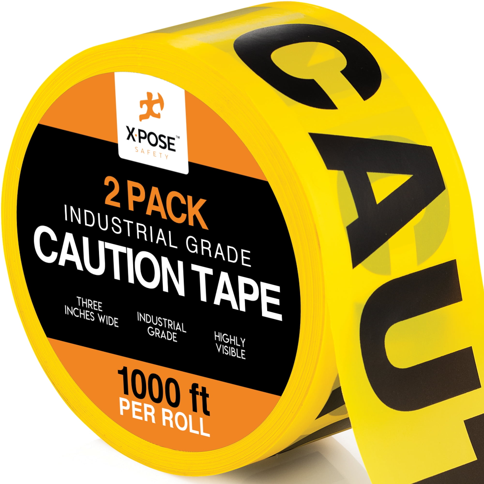 2pk Caution Tape Roll - 2 Rolls - 1000 Ft x 3 Inch Wide Each - Yellow ...