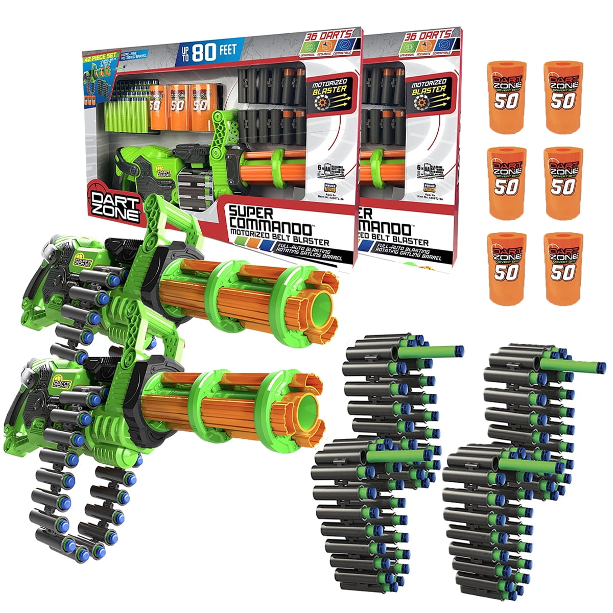 2pk Dart Zone Super Commando Toy, Kids Play Motorized Belt Blaster ...