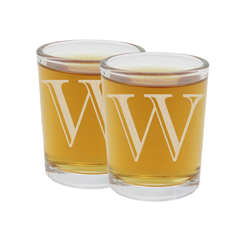 2pk Etched Monogram 2.5oz Shot Glasses (Letter W) A-Z Personalized shot ...