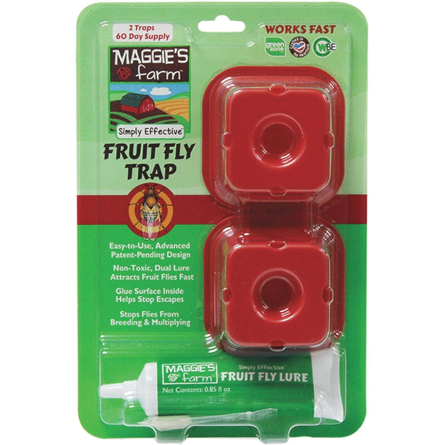Maggie's Farm Fruit Fly Trap - Indoor Non-Toxic Liquid - 2 Pack ...